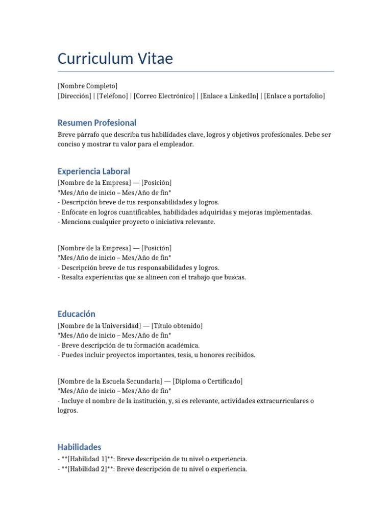 Ejemplo de Currículum Vitae Harvard | PDF