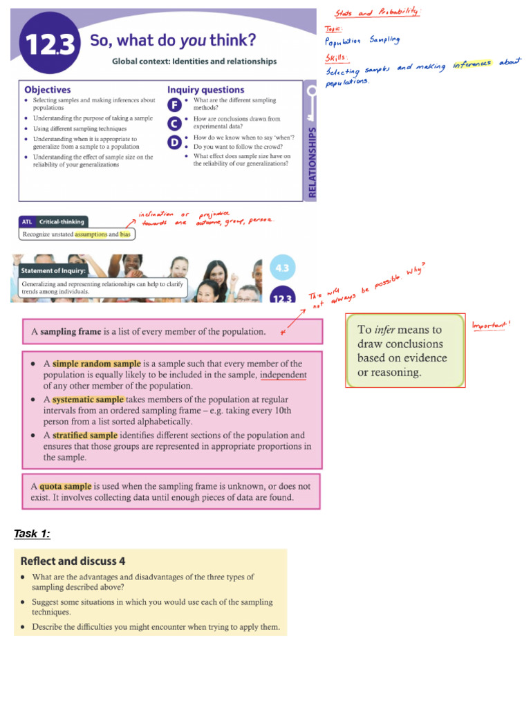 Population Sampling - Lessons - Year 11 | PDF