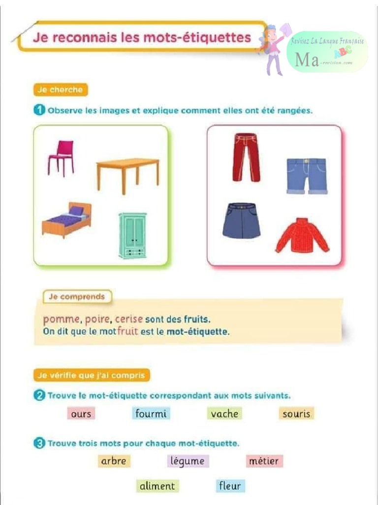 Exercice Je Reconnais Les Mots Etiquettes | PDF