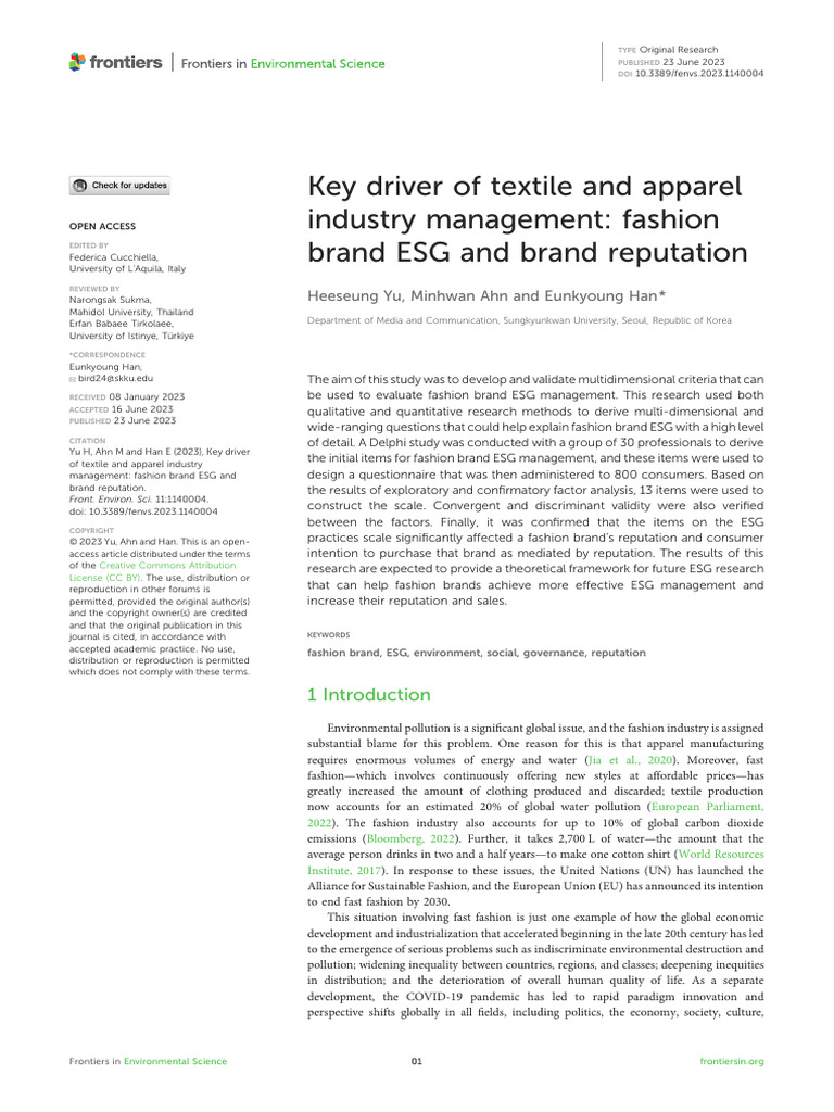 R1Key Driver of Textile and Appa | PDF | Sustainability | Reputation