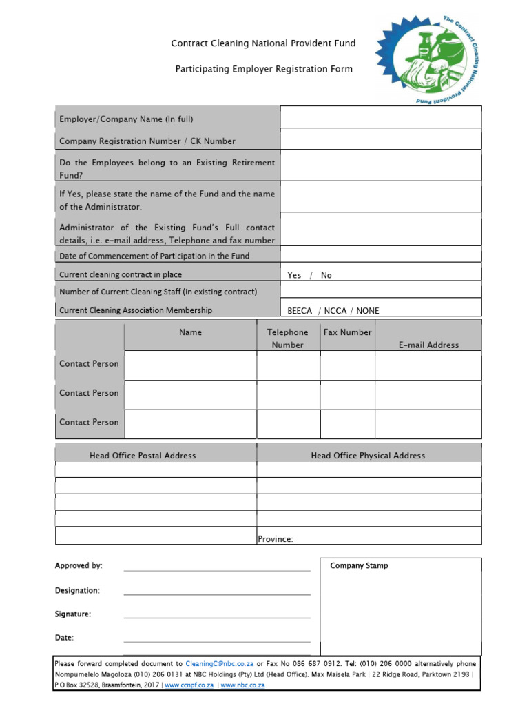 NBC Contract Cleaning Fund Registration | PDF | Employment