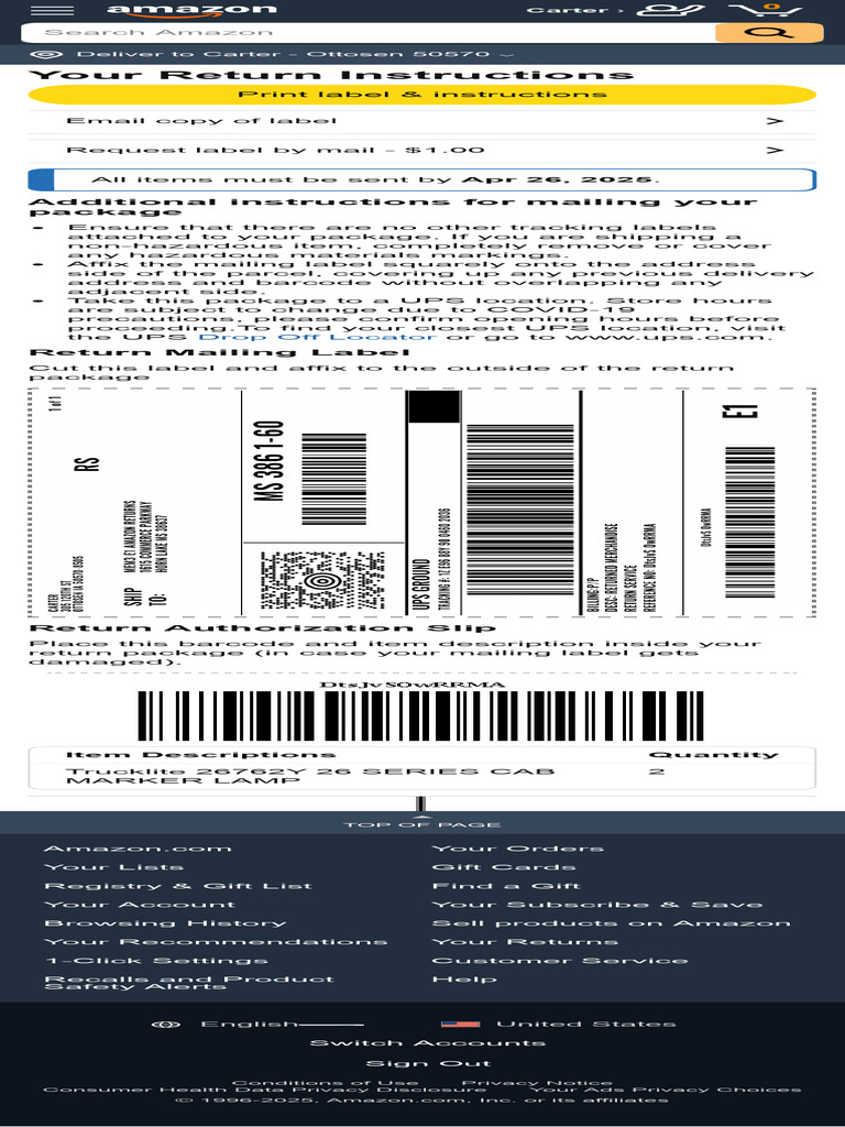 Online Return Center | PDF