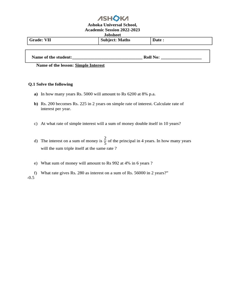 L-11 Simple Interest | PDF