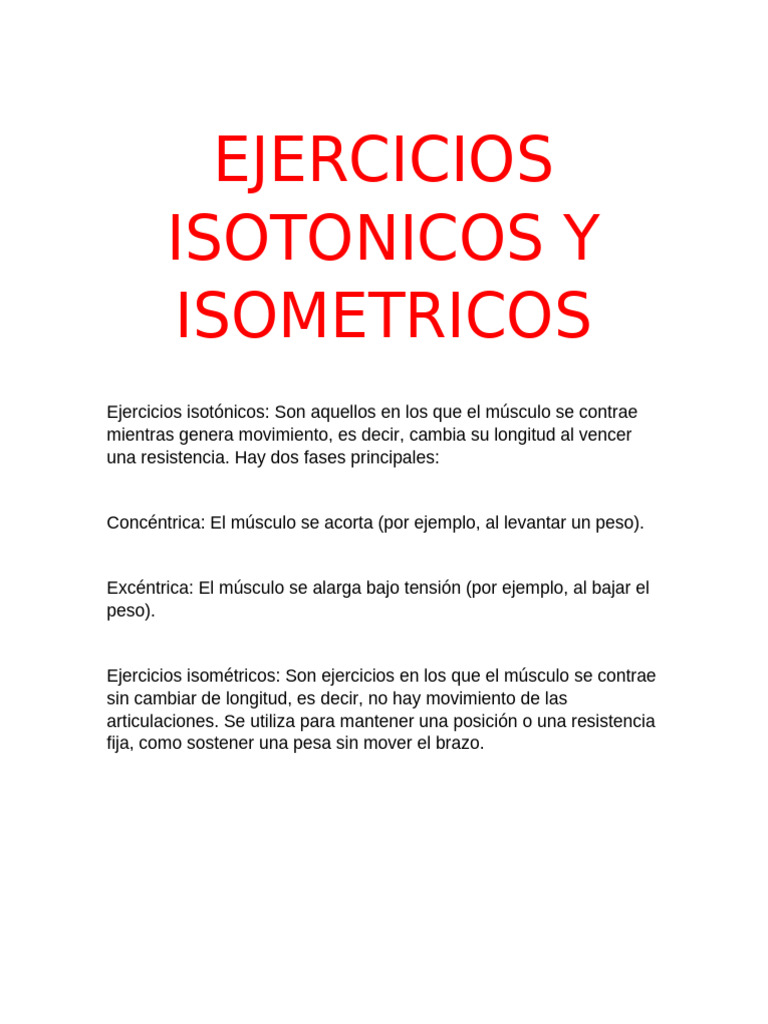 Ejercicios Isotonicos y Isometricos | PDF | Músculo