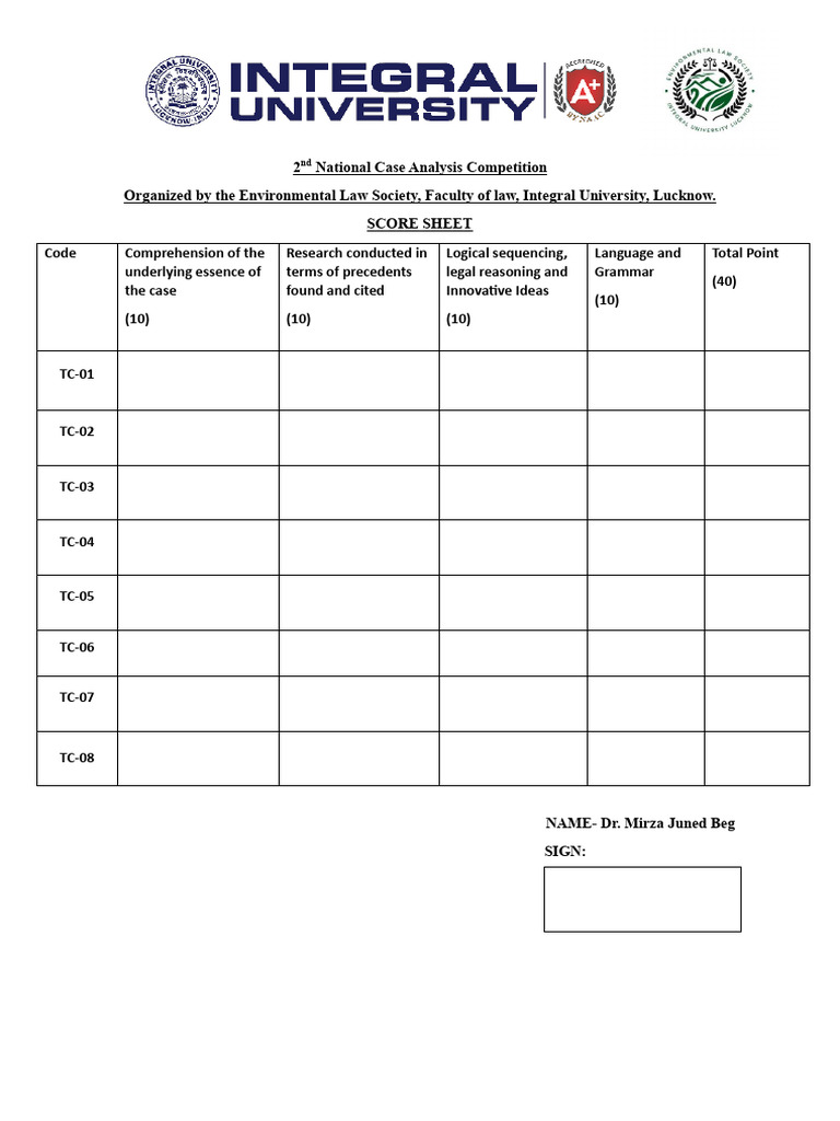 SCORESHEET - 3rd | PDF