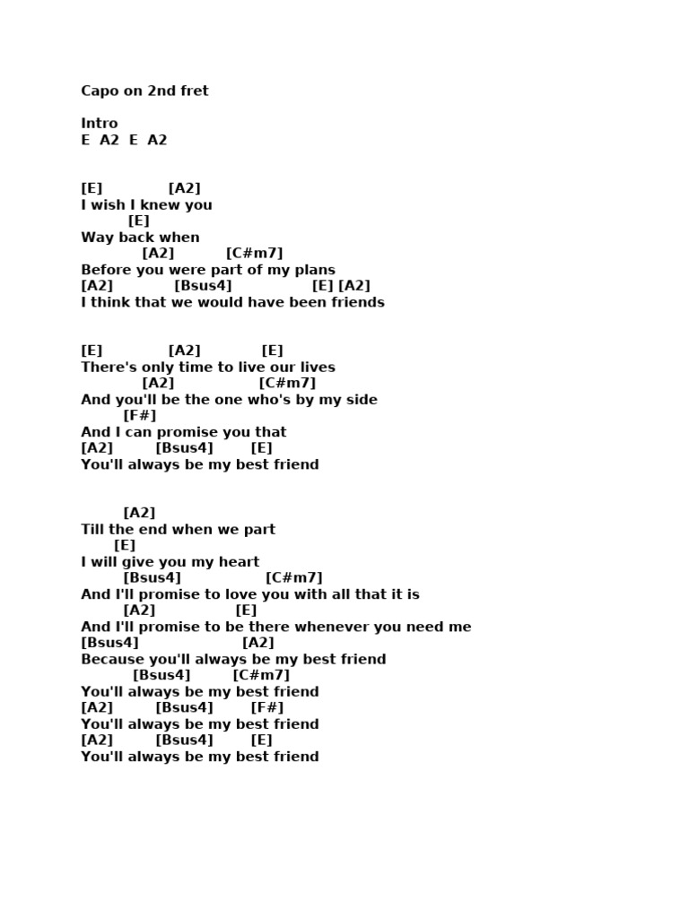 Always Be My Best Friend Lyrics | PDF