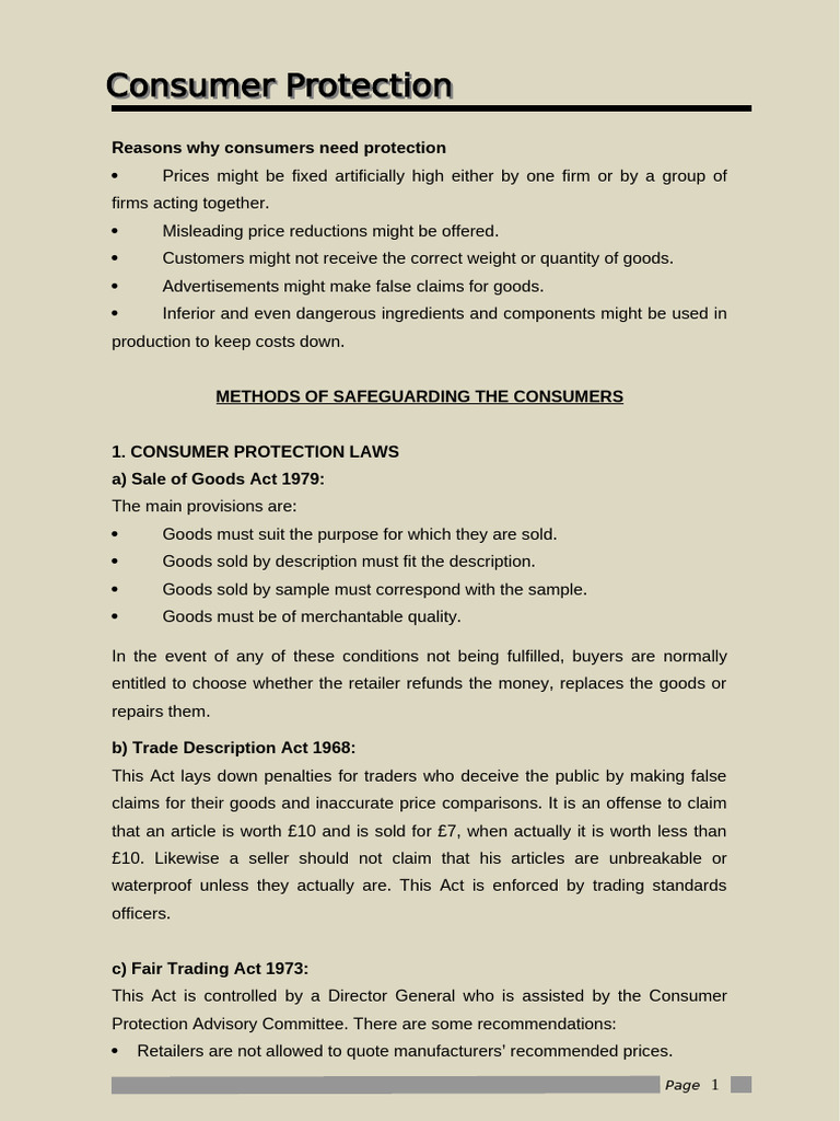 Topic # 4, Consumer Protection | PDF | Prices | Goods