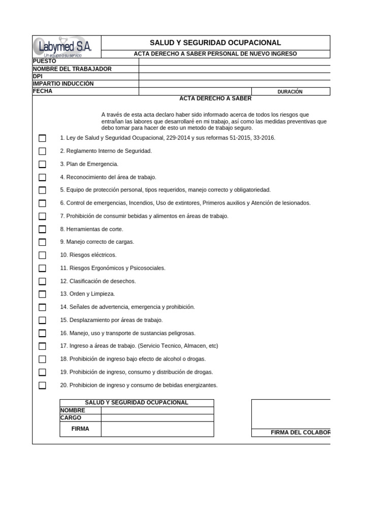 Inducción Nuevo Ingreso | PDF