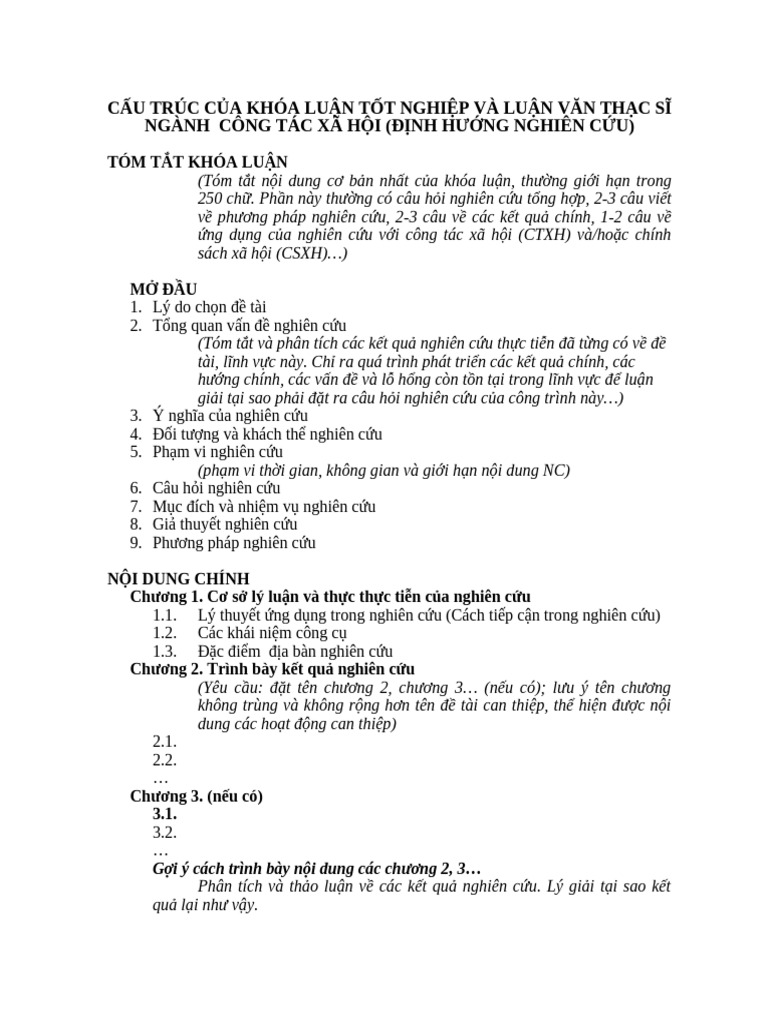 Mau de Cuong Va Luan Van Thac Si | PDF