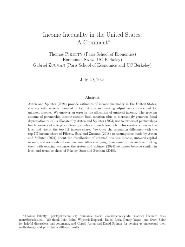 Income Inequality in The United States | PDF | S Corporation | Taxes