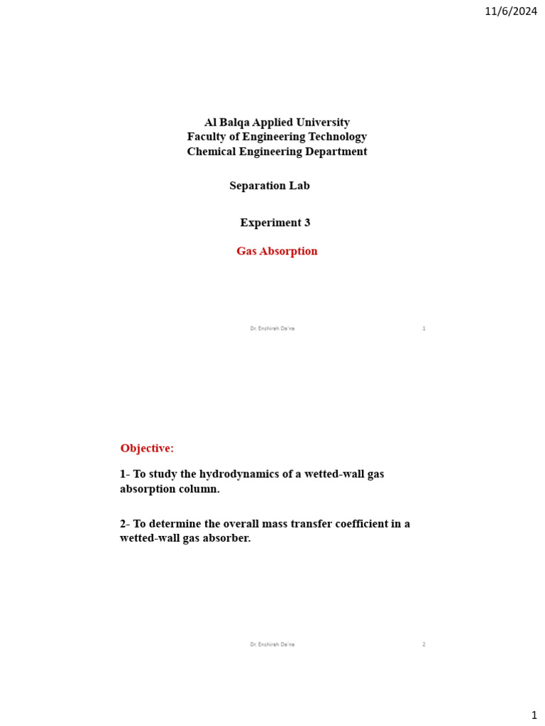 Experiment 3 - Gas Absorption | PDF | Gases | Liquids