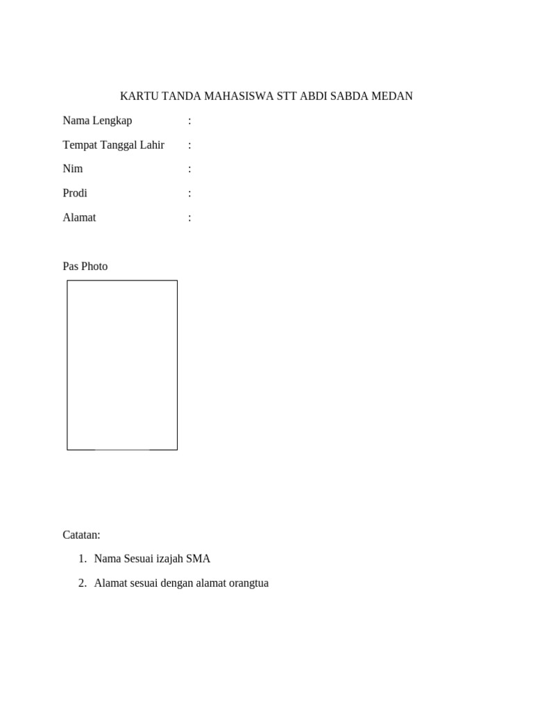 Template Kartu Tanda Mahasiswa | PDF