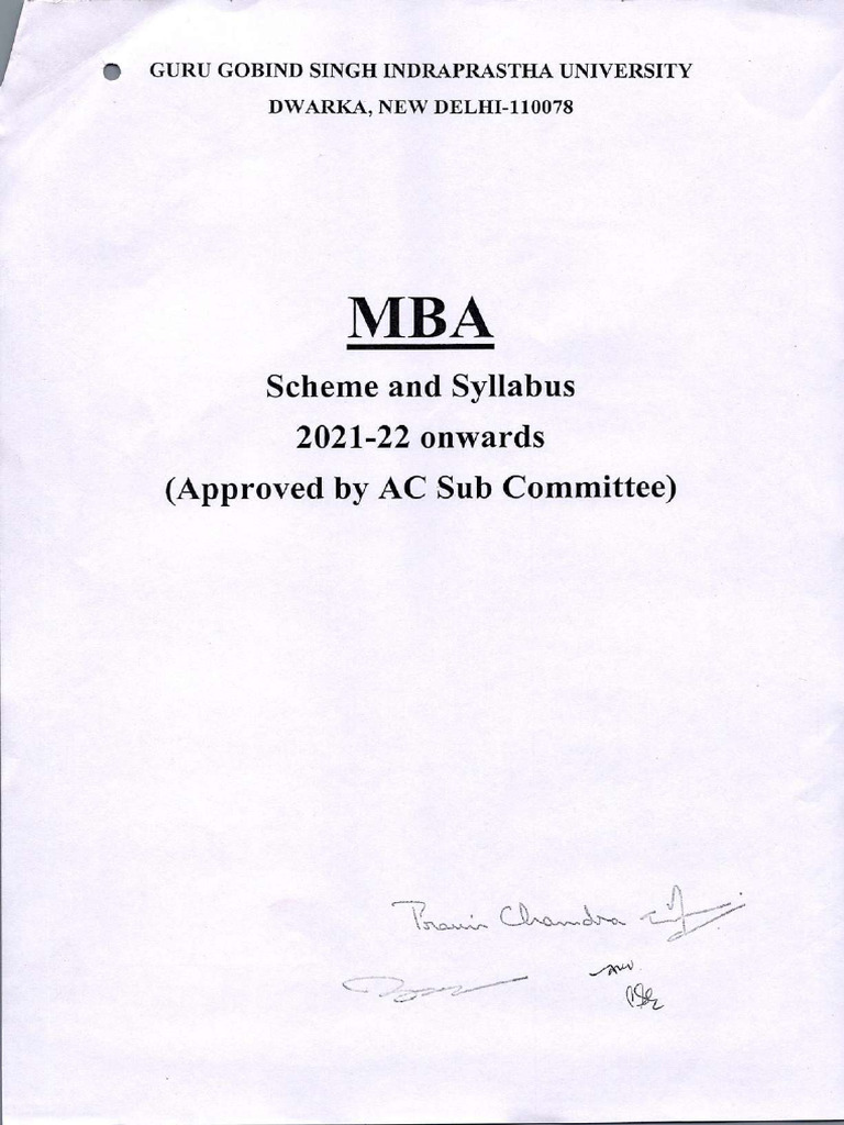 MBA Syllabus 2021 2022 | PDF