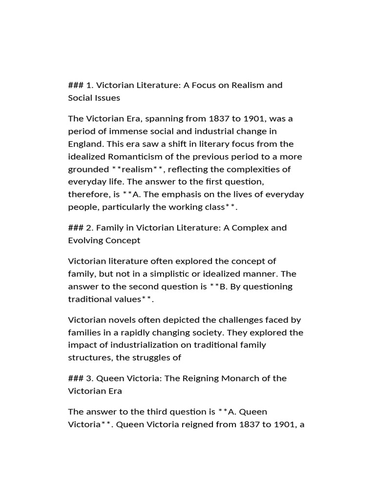 Victorian Literature: Themes and Techniques | PDF | Literary Modernism ...