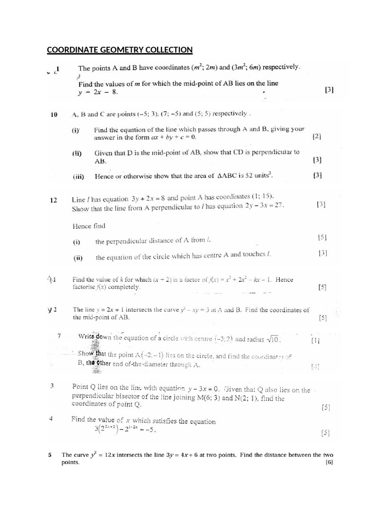 Coordinate Geometry Collection | PDF