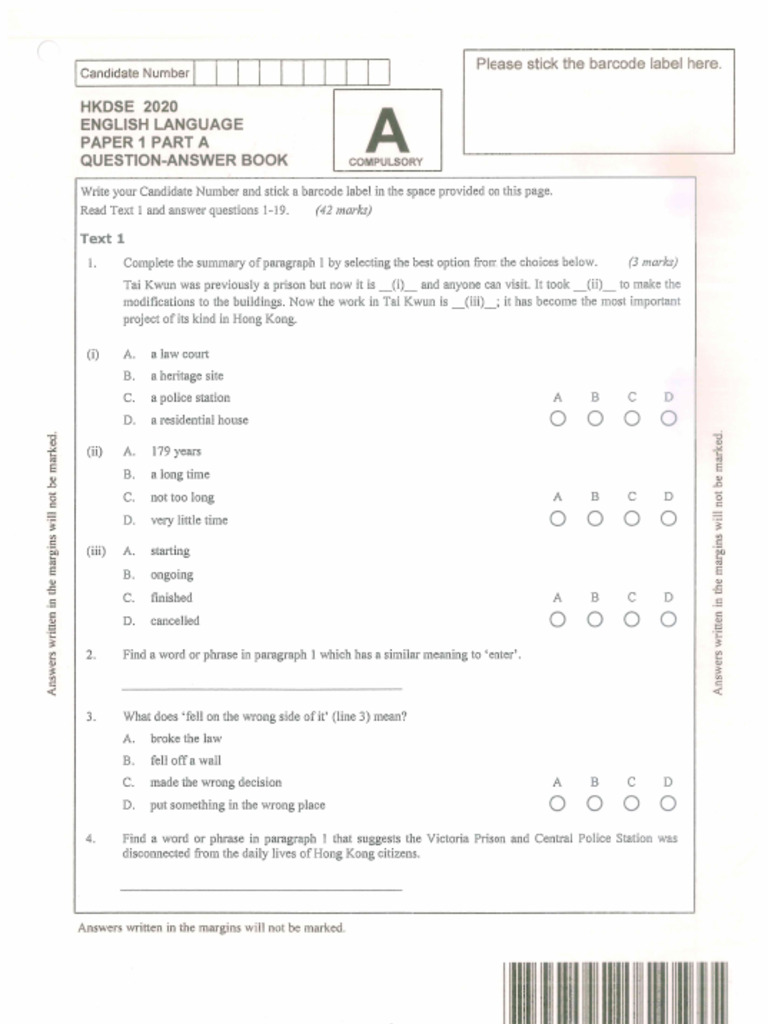 2020 Eng Paper 1 Part A Qab Pdf