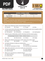 Nso Sample Paper Class-4 2025-26 | PDF | Digestion | Gastrointestinal Tract