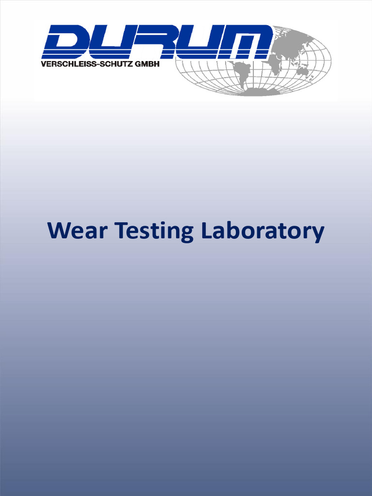 Wear Testing Laboratory DURUM | PDF | Wear | Abrasive