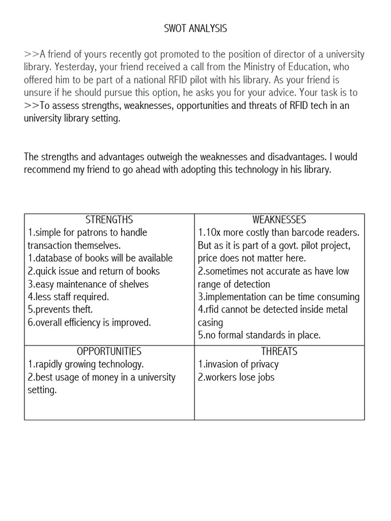 SWOT ANALYSIS Aakash Jain 2019A8PS1120G | PDF