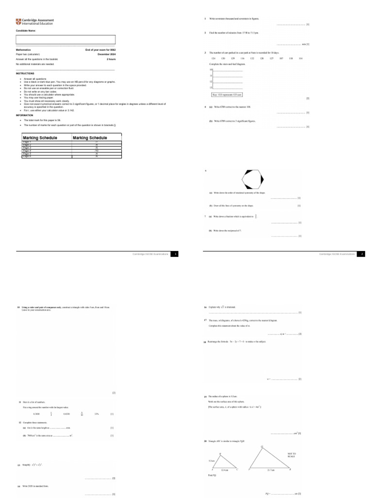 Ig Math Paper 1 | PDF