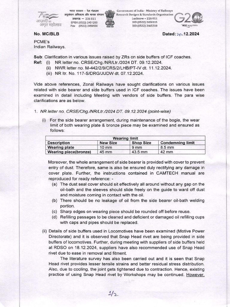 20.12. 2024_RDSO_Clarification in Various Issues Raised by ZRs on Side ...