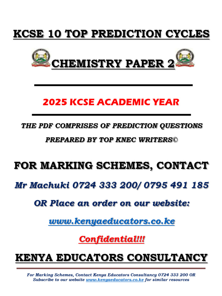 Chem Pp2 Kcse 2025 Top Prediction Cycles | PDF | Chemical Reactions | Precipitation (Chemistry)