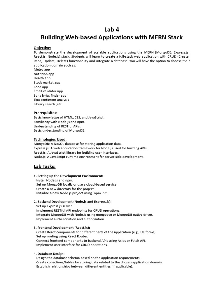 Lab4_MERNStack.docx | PDF | Mobile App | Databases