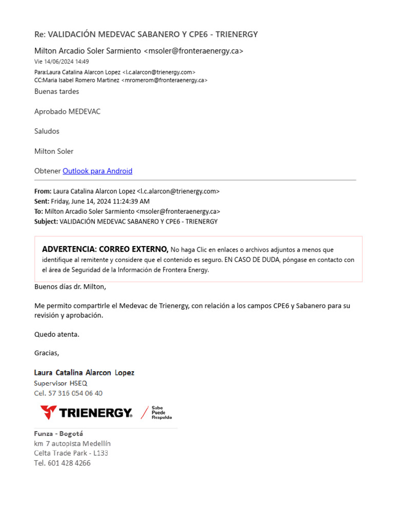 Aprobación Medevac | PDF