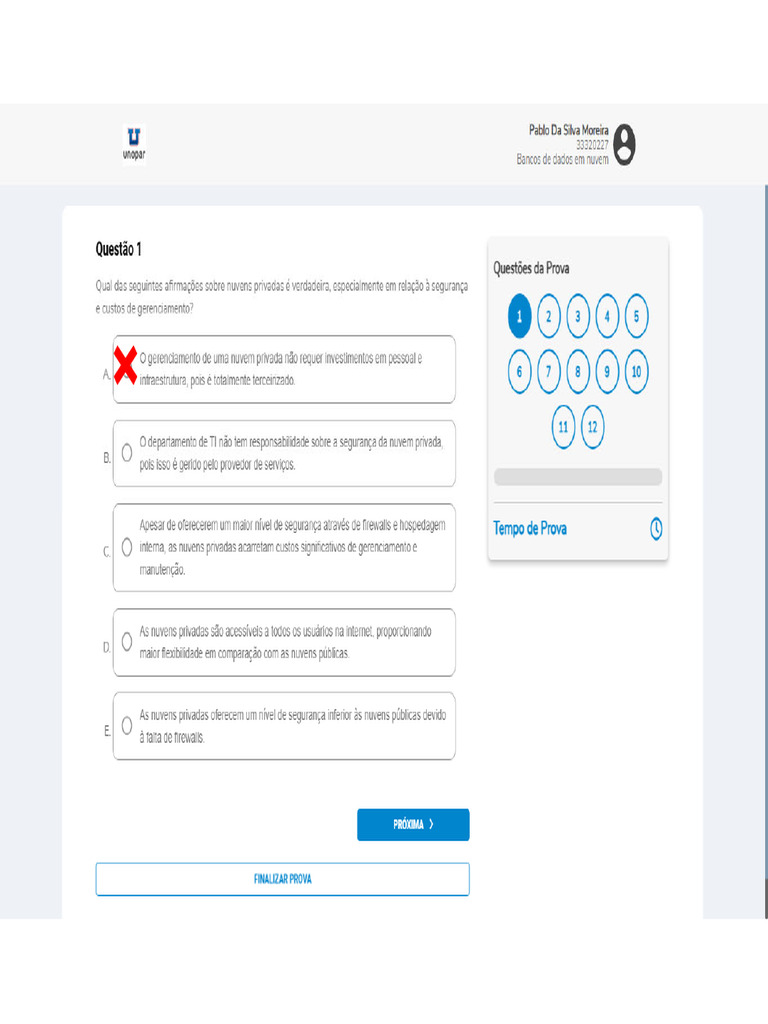 Prova Presencial - 1º Chamada - Bancos de Dados em Nuvem | PDF
