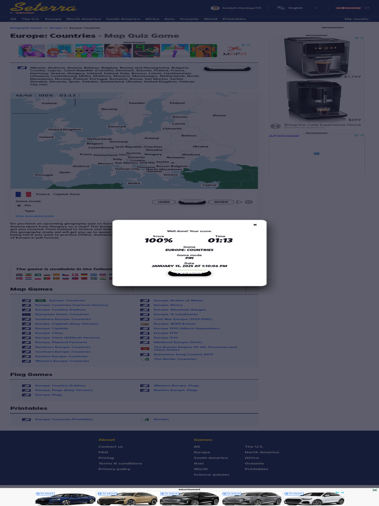 Europe Countries - Map Quiz Game - Seterra | PDF | Europe