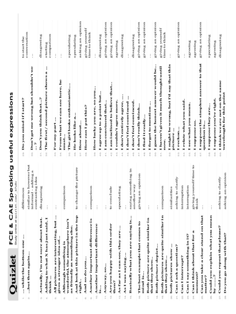 FCE CAE Speaking Useful Expre | PDF