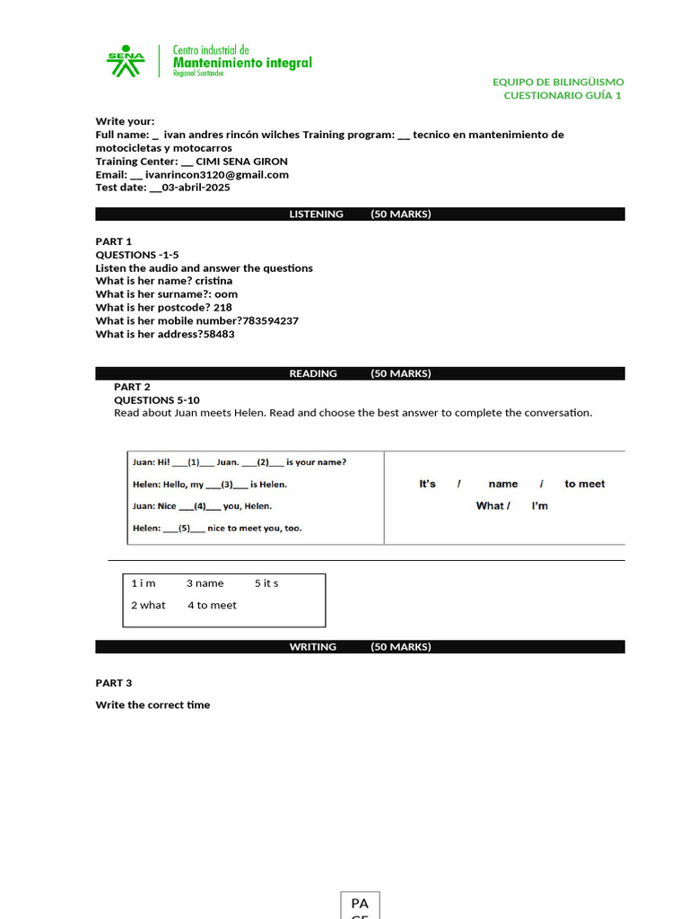 SENA - CUESTIONARIO 2 Ivan | PDF