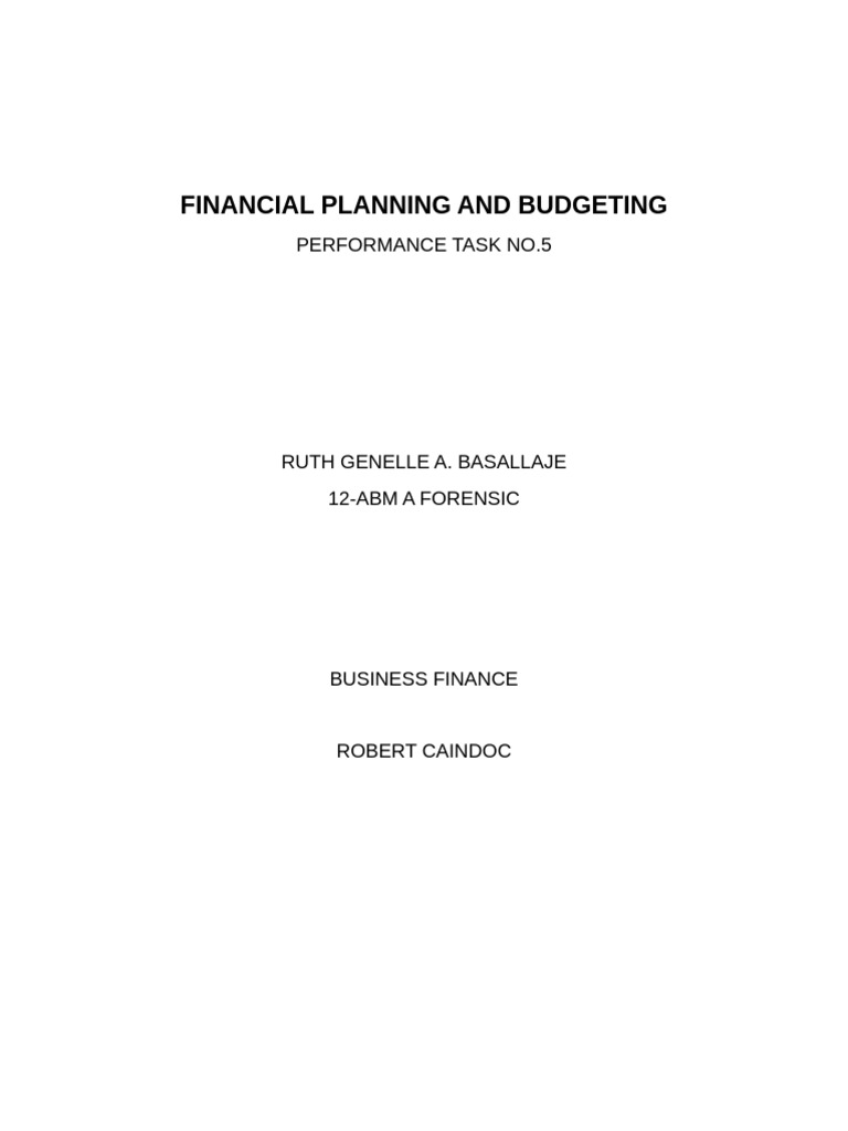 Financial Planning & Budgeting Overview | PDF | Expense | Equity (Finance)