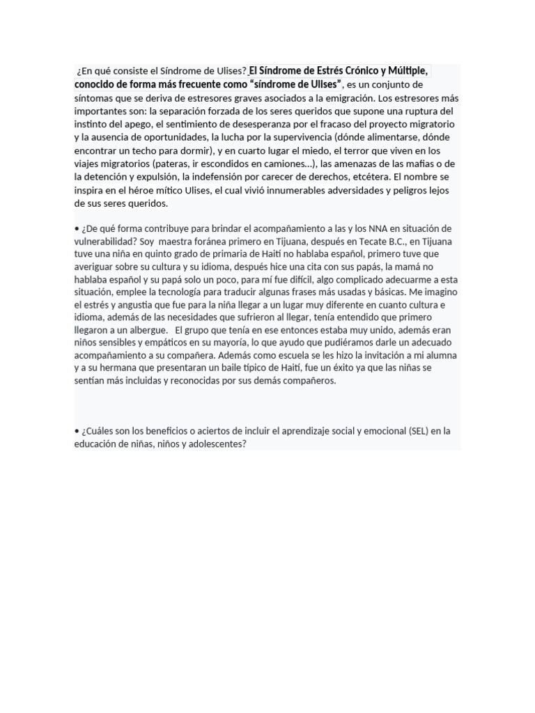 En Qué Consiste El Síndrome de Ulises | PDF