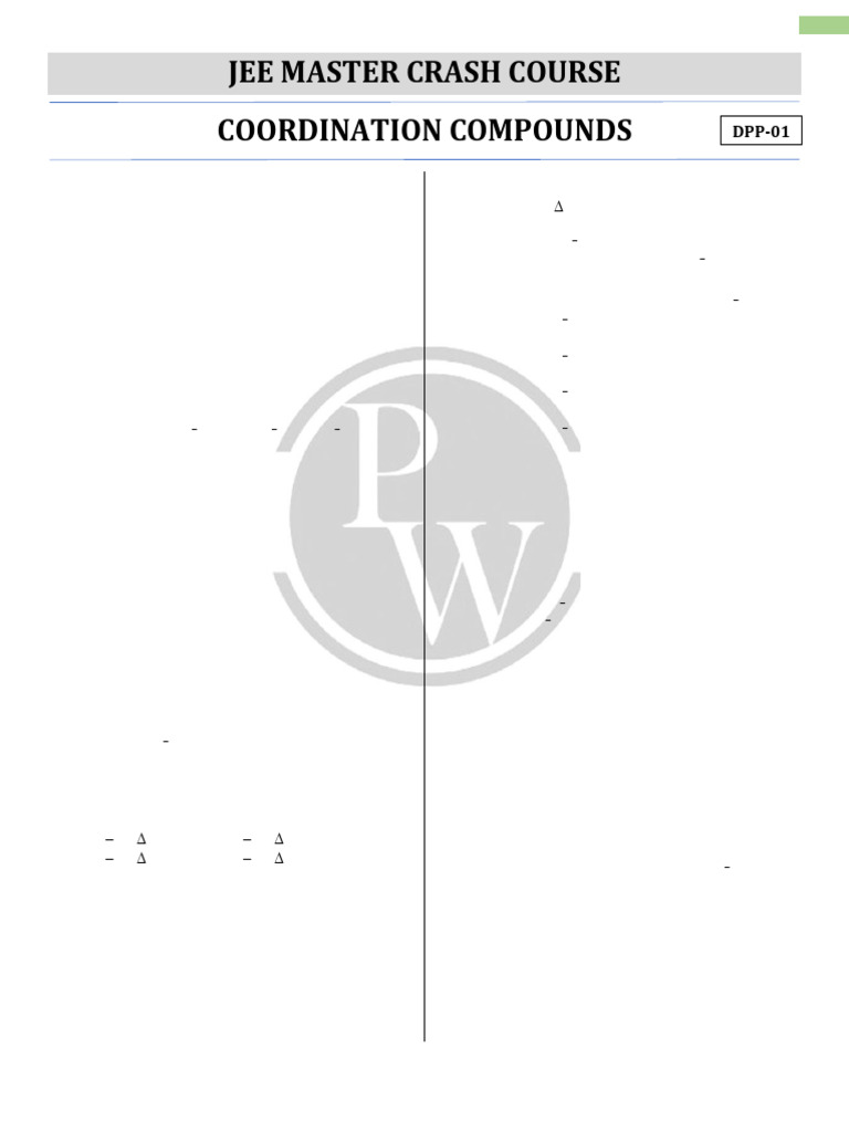 Coordination Compound DPP 01629b1d8ccd8ef900180b3252 | PDF | Inorganic Chemistry | Physical Sciences