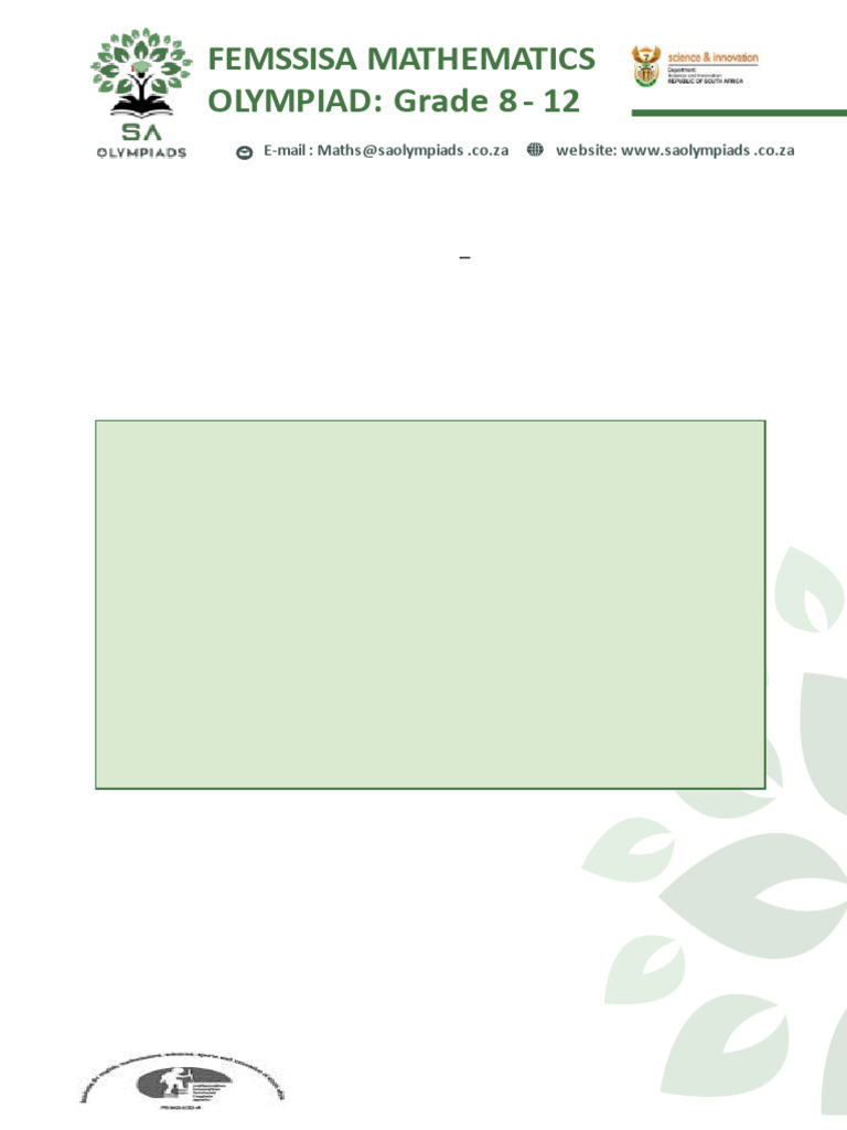 FEMSSISA Grade 8 Mathematics Olympiads 2024 | PDF | Elementary ...