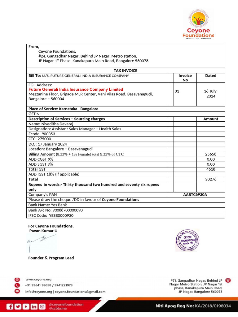Bill 01 - Future Generali | PDF