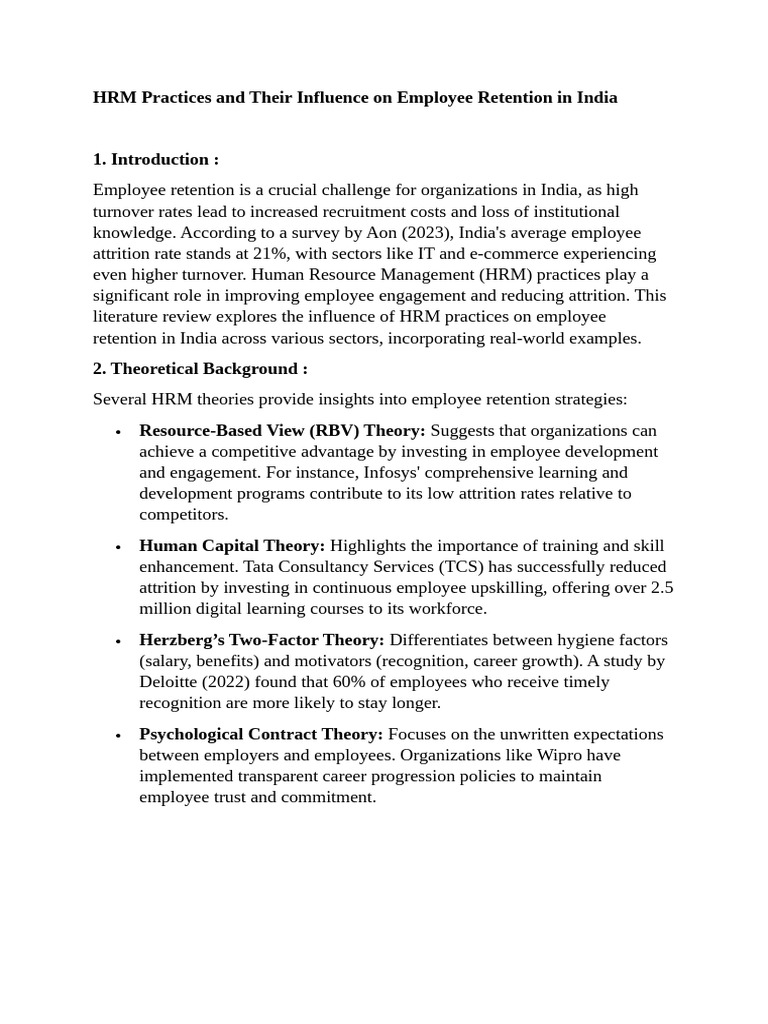 HRM Practices Impacting Employee Retention | PDF | Employee Retention ...
