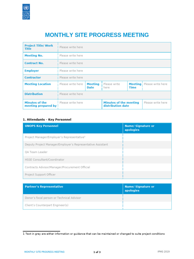 Monthly Site Progress Meeting Minutes | PDF | Business