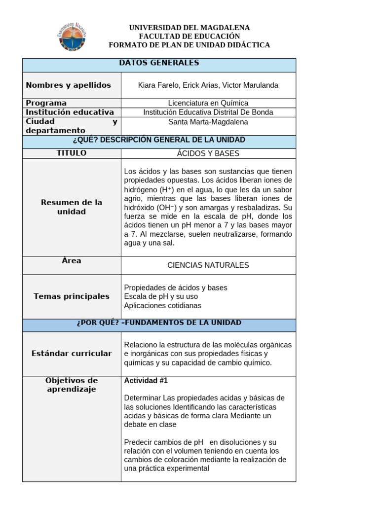 PLANTILLA UNIDAD FINAL (Recuperado automáticamente) | PDF | Ph | Ácido
