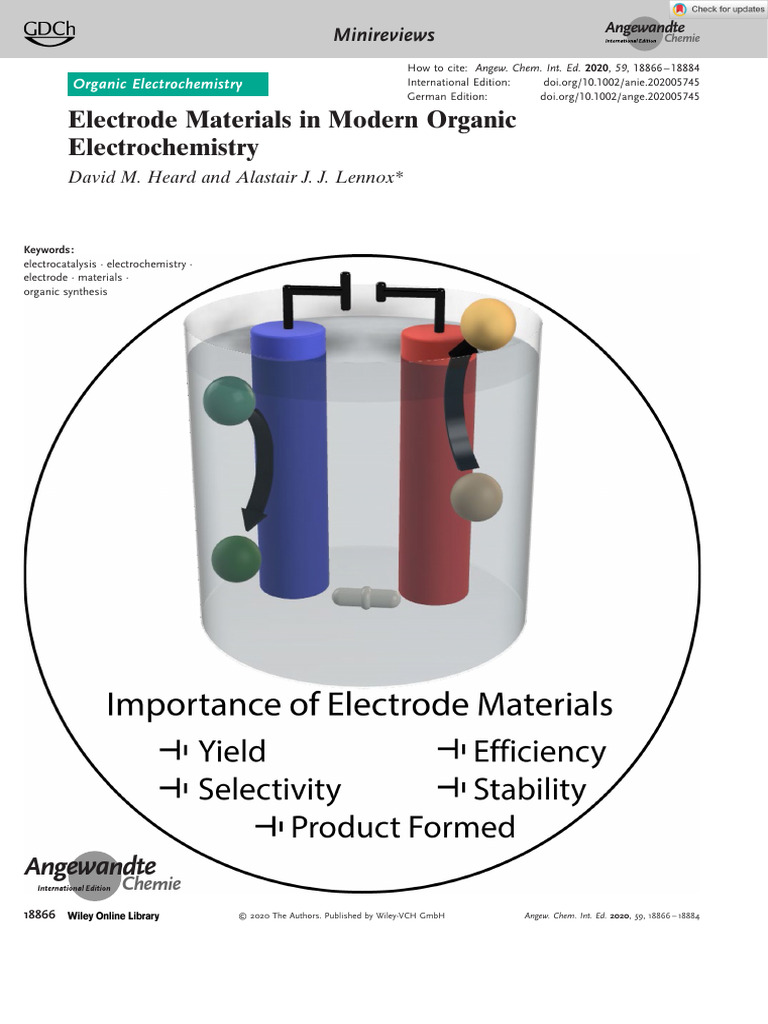 Angew Chem Int Ed - 2020 - Heard - Electrode Materials in Modern Organic Electrochemistry | PDF ...