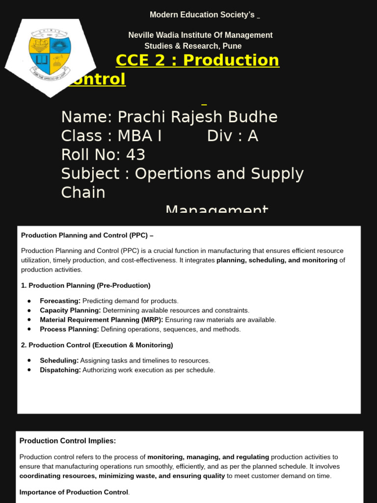 Opertions and Supply Chain PPT .Prachi - 1 | PDF | Scheduling (Computing) | Workload