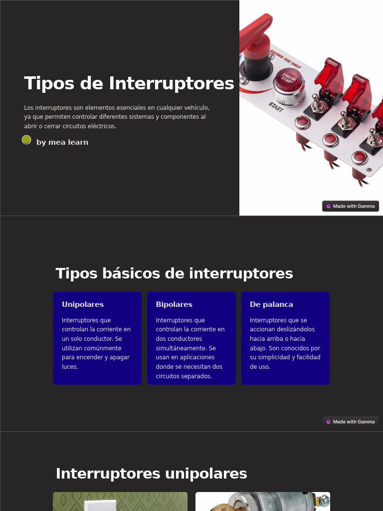 Tipos de Interruptores | PDF | Cambiar | Ingeniería mecánica