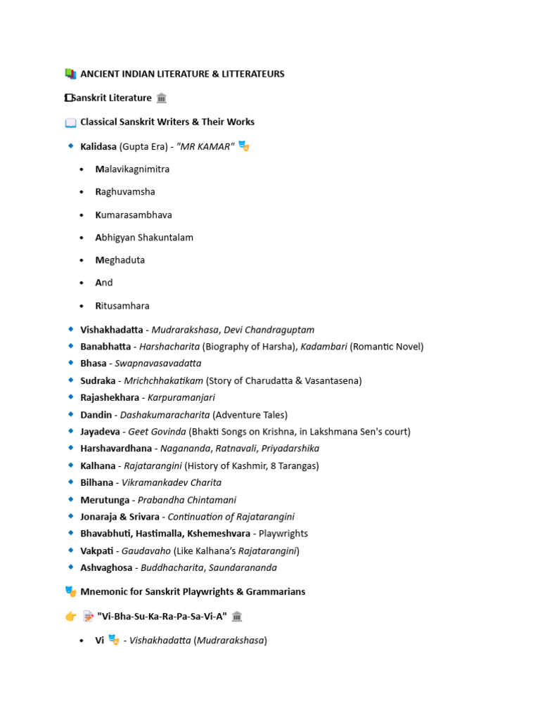 Key Sanskrit Works and Authors | PDF | Sanskrit | Indian Literature