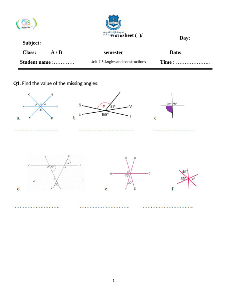7 Unit 5 Angles | PDF