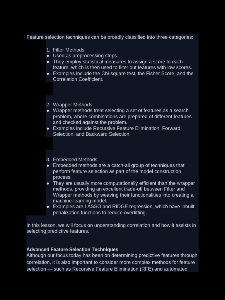 Predictive Feature Selection | PDF | Statistical Analysis | Teaching ...