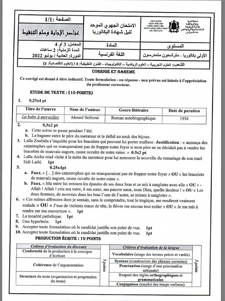 Corrige Casa-settat 2021 | PDF