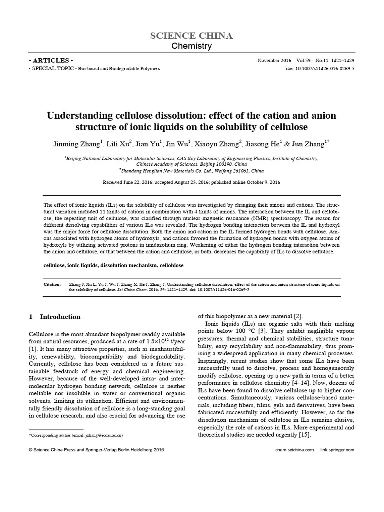 Zhang Et Al. - 2016 - Understanding Cellulose Dissolution Effect of The ...