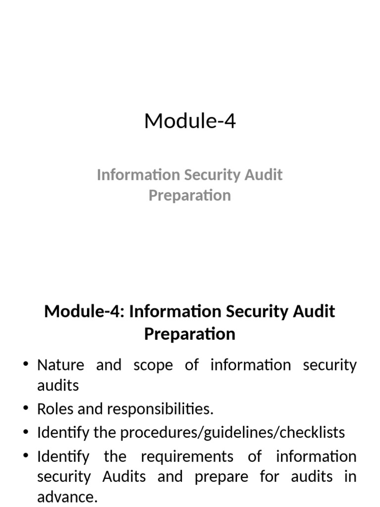 MOD - 4information Security Audit Preparation | PDF | Audit ...