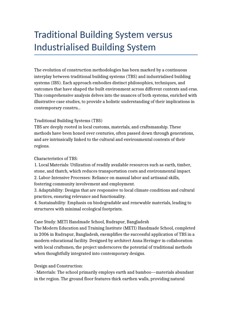 Traditional Vs Industrialised Building System | PDF | Sustainability